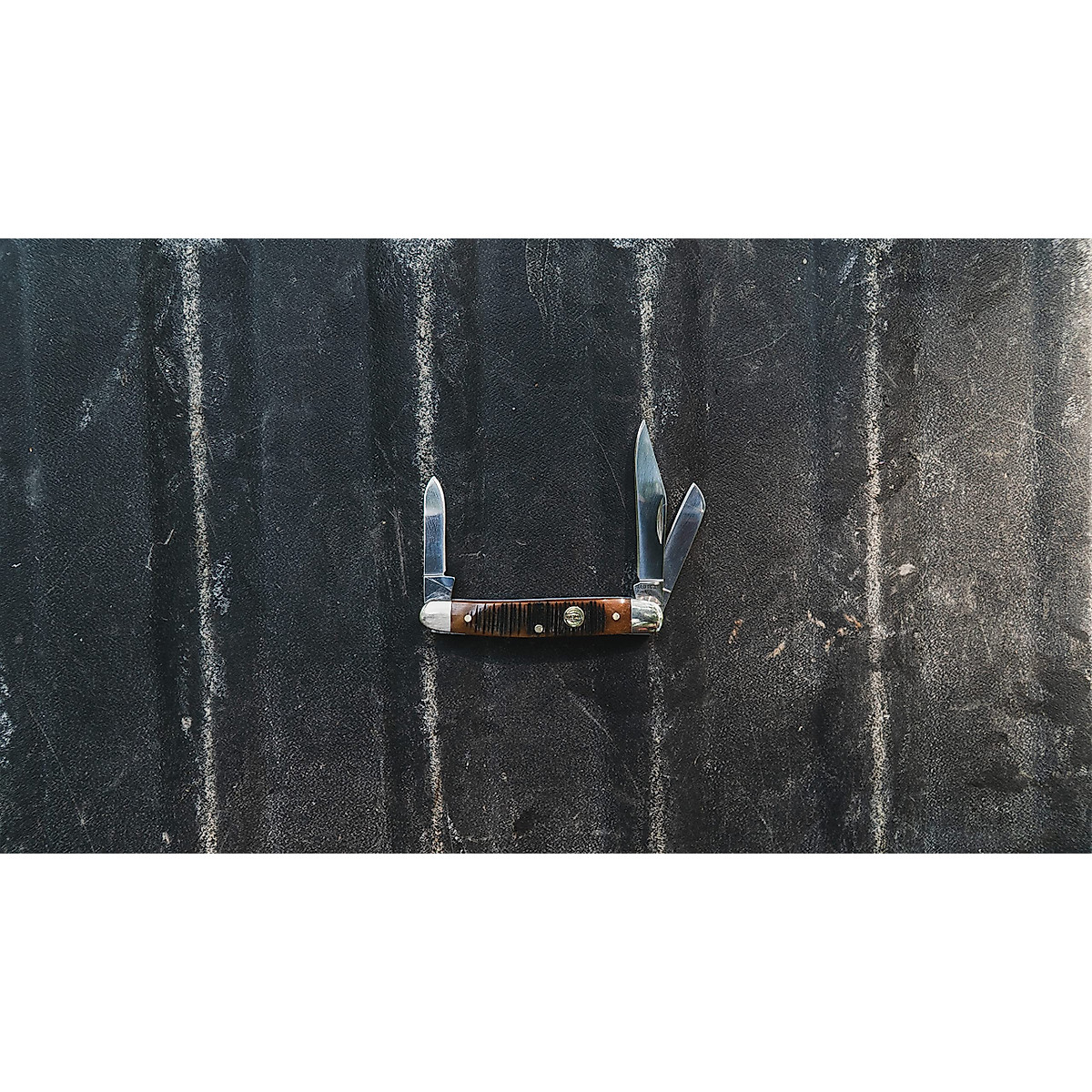 Old Timer Generational USA Series 34OTG Middleman Traditional Folding Pocket Knife with Stainless Steel Clip Point Blade, Sheepsfoot Blade, Pen Blade, Bone Handle, and Made in USA for EDC, and Outdoor