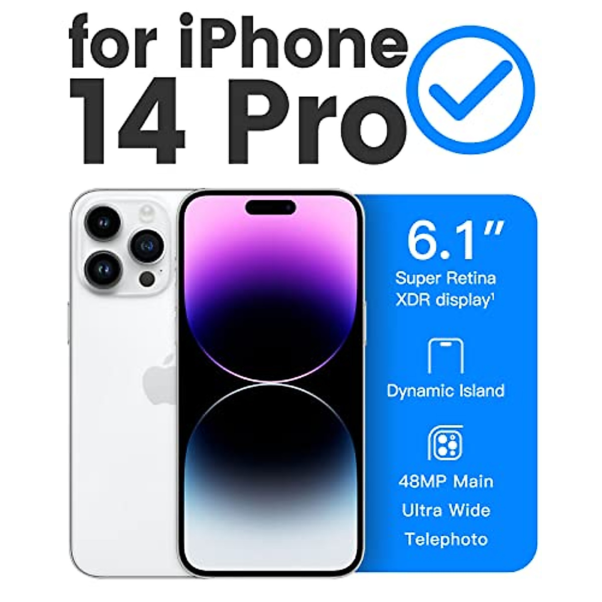 Mkeke for iPhone 14 Pro Case, [Military Grade Protection] [Not Yellowing] Shockproof Phone Case for Apple iPhone 14 Pro 2022 - Pink to Purple