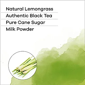 QuikTea Lemongrass Chai Tea Latte - 10 Count Single Box - All Natural Preservative Free Authentic Chai from Assam