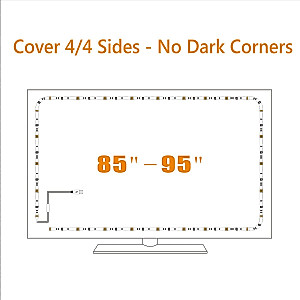 LED Strip Lights for 85-95 inches TV-USB Powered TV Backlight Lights Kit with RF Remote Cover all 4/4 sides Behind TV Lights Movies Game Decor Mood Lighting