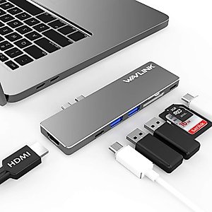 USB C Hub Adapter for MacBook Pro 2016/2017,Wavlink MacBook Air USB Adapter with 40Gbps Thunderbolt 3 Port (5K@60Hz), 100W PD, 4K HDMI, SD/Micro Card Reader,USB-C and 2 USB 3.0