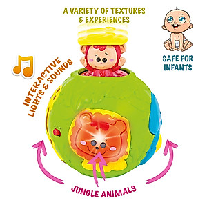 Jungle Animal Roll & Learn Fun Baby Activity Ball. Activity Center with Light, Sounds and Music. Crawling Toys for 6 month old and up boys. Electronic Playtime Light Up Monkey Ball Toy for Toddlers