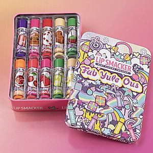 Lip Smacker Holiday Christmas Flavored Lip Balm 10-Piece Tin, Christmas Flavors