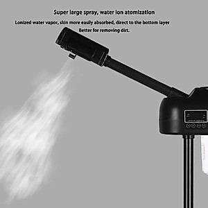 LCD Ozone Facial Steamer Professional for Clean Skin, Skin Care Use at Home, Beauty Salon, Spa with Hot Mist, Timer Function, Adjustable Height, Rolling Wheels - Black