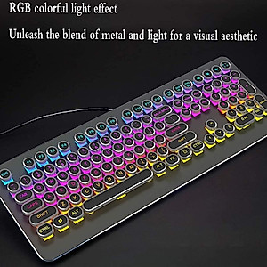MUMUJJ Wired Retro Mechanical Gaming Keyboard, 18 Backlight Effect, Full Key 108 Keys Keypad for Office Typing and Gaming