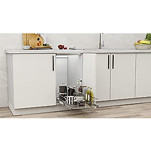 Pull Out Cabinet Organizer - Slide Out Under Cabinet Basket for Kitchen, Bathroom, Pantry Heavy Duty Slide Out Shelves, Requires At Least 15” Cabinet Opening (14.6W x 22D x 5.5H inch, Chrome)