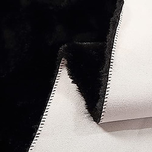 CAROMIO Fluffy Runner Rug Black Faux Fur Area Rug Shaggy Couch Cover Seat Cushion Furry Carpet Beside Rugs Floor Cover for Bedroom Sofa Living Room, Rectangle 2 x 6 Feet