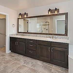 LOG BARN Vanity Lights, Wall Sconce in Rustic Wood and Oil Rubbed Metal Finish, Bathroom Fixture with Adjustable Sockets Over Mirrors