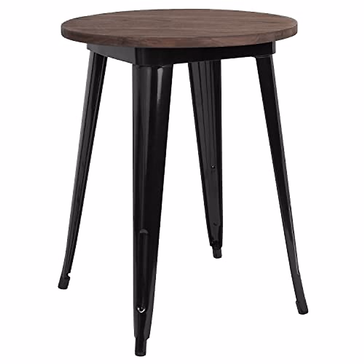 Flash Furniture Webb 24" Round Black Metal Indoor Table with Walnut Rustic Wood Top
