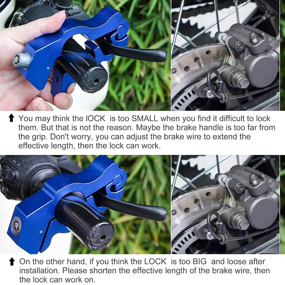 Windance Motorcycle Anti Theft Lock,Heavy Duty Front Brake Lock,Throttle Grip Clutch Brake Lever Handlebar Protection (Blue, L)