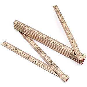 Jeemiter Wood Folding Rule, 6.5FT 2M Foldable Ruler with Inch and Metric Measurements for Carpenters