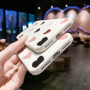 LLZ.COQUE for iPhone SE Case 2020/2022, iPhone 7 Case iPhone 8 Phone Case Cute for Women Girls Matte Love-Hearts Pattern Design Soft Liquid Silicone Shockproof Protective Cover 4.7 inch - Beige