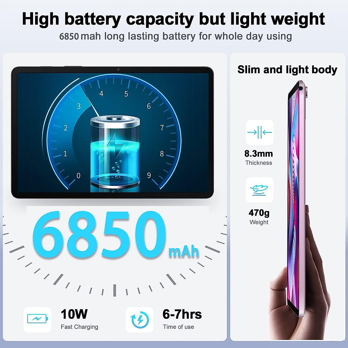 OUZRS Android Tablet 10 Inch, Android 12 Tablet with 8GB RAM 64GB ROM(1TB Expand), Dual Camera, WiFi Tablet, Bluetooth, GMS Certified, Computer Tablets-M15(Pink)