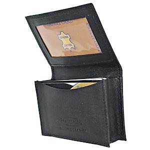 Genuine Leather Expandable Credit Card Outside Id Business Card Holder Wallet 070BK
