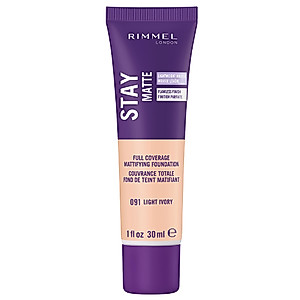 Rimmel London Stay Matte Liquid Mousse - 091 Light Ivory - Foundation, Lightweight, Shine Control, Oil-Free, 1oz