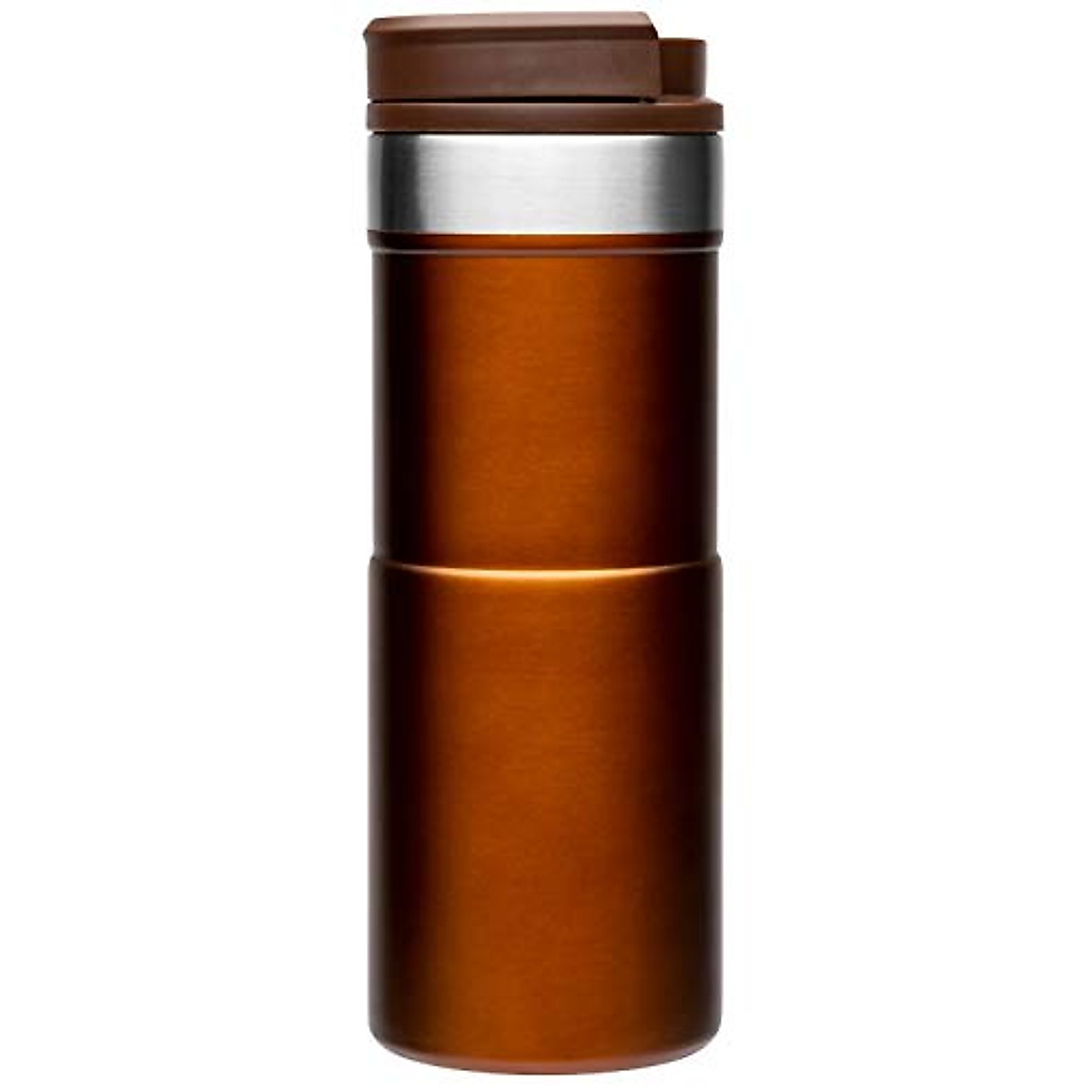 Stanley NeverLeak Travel Mug .35L / 12OZ Maple – Leakproof - Tumbler for Coffee, Tea & Water - BPA FREE - Stainless-Steel Thermo Cup - Rotating lid covers drink when closed - Dishwasher Safe