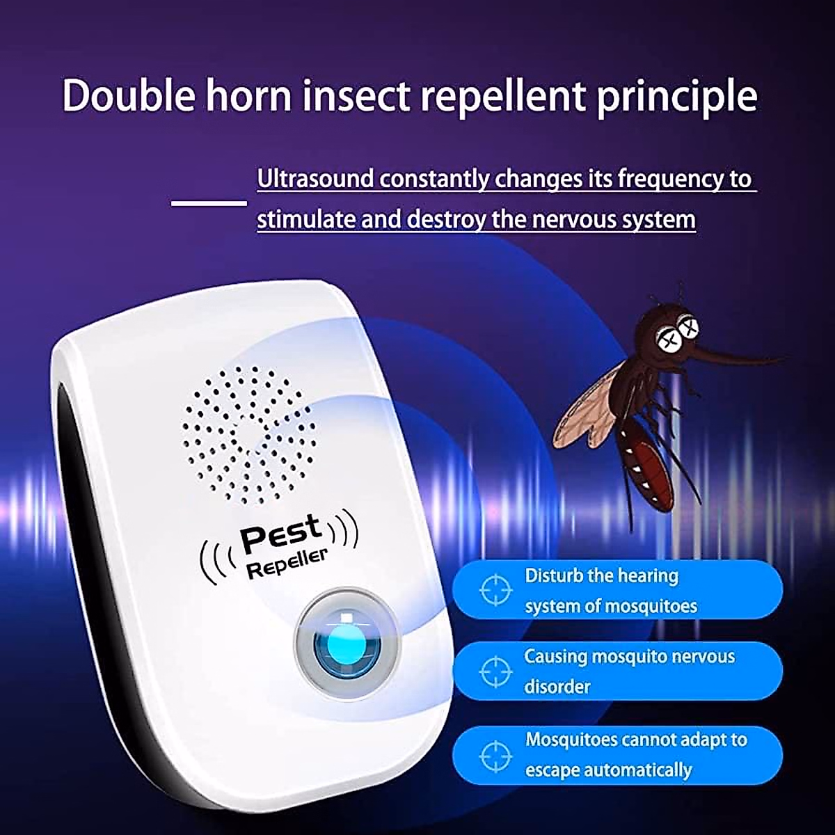 Toyukia 2023 Upgraded Dual Ultrasonic Pest Repeller 6 Pack, Electronic Pest Repellent, Pest Control Plug in for Insects, Roach,Mice,Spider, Mosquito Used for Home,Office etc