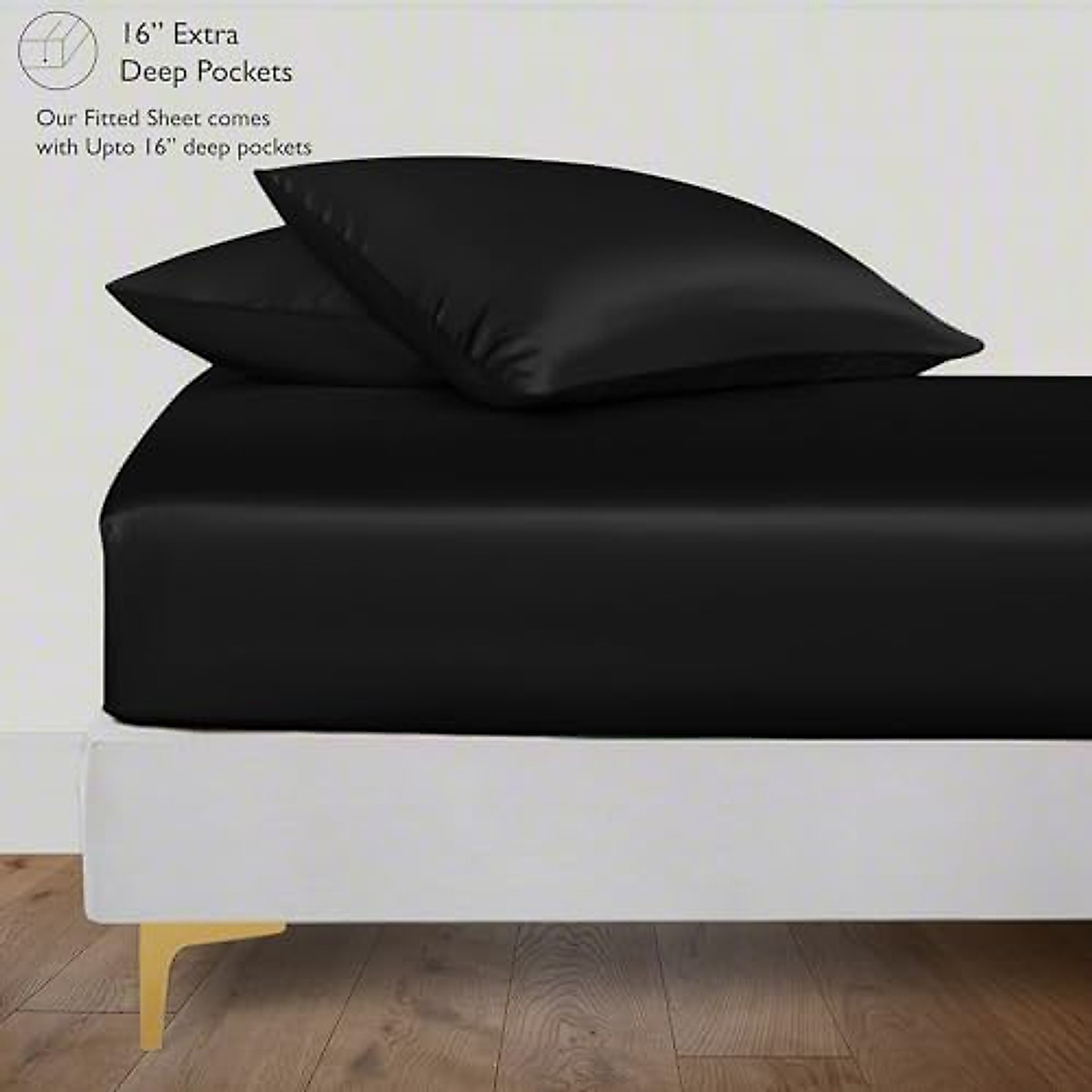 Linenwalas Tencel Lyocell Duvet Cover Set with Deep Pocket Fitted Sheet, Viscose Made from Eucalyptus Soft, Lightweight and Breathable Complete Halloween Black Bedding Set (Jet Black, King)