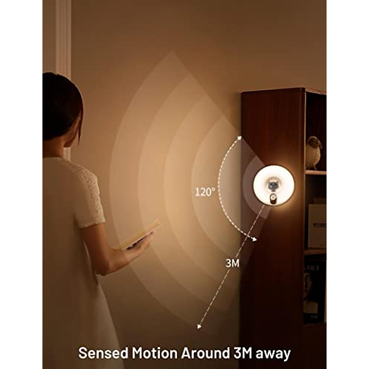 Searon Rechargeable Motion Sensor Night Light Kids, Under Cupboard Lights, Dimmable Cabinet Lights for Stairs Wardrobe Closet Bedroom Hallway Drawer Shed Toilet Garage