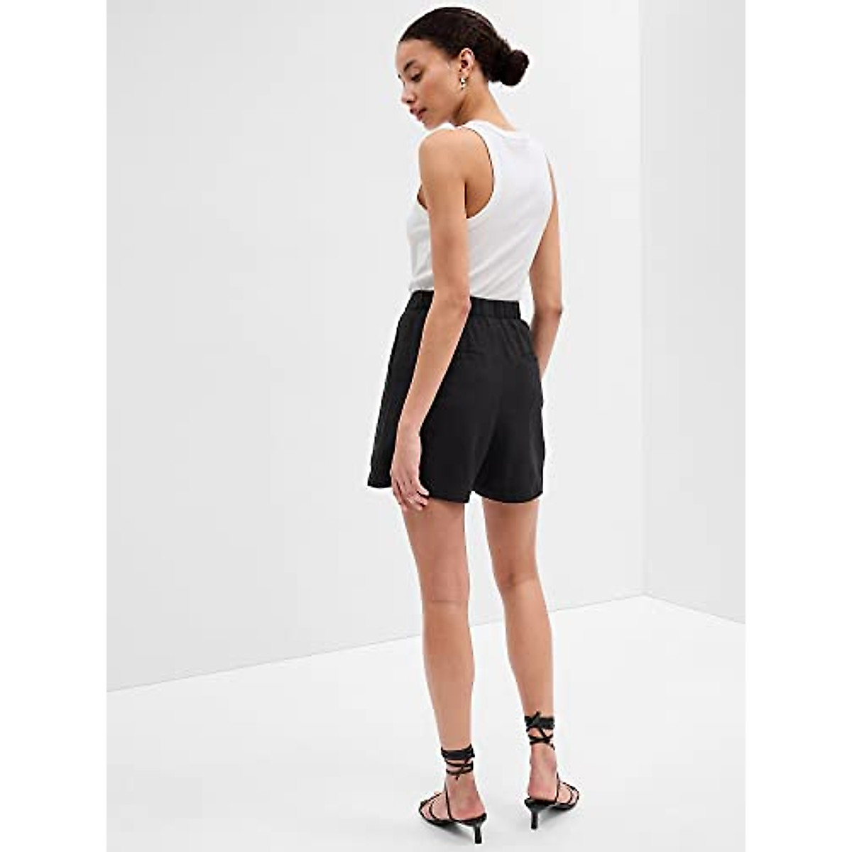 GAP Womens Pleated Linen Shorts True Black 10