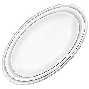 Foraineam Set of 3 Sizes Porcelain Oval Serving Platters White Dinner Plates Serving Dishes for Party, Dessert, Sushi, Fish