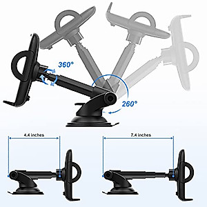 Tewiky Updated Hands-Free Car Phone Mount, Car Phone Holder with Powerful Suction Cup for Car Dashboard and Windshield, Compatible with All Cell Phones