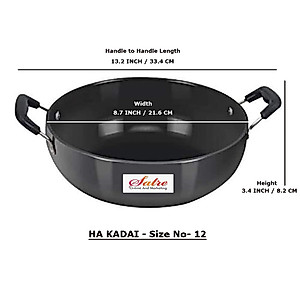 Satre Online and Marketing Hindalco Aluminium Kadai,Cookware Pan Size No-12, 3 mm,Aluminium Kadai,Kadhai Pan,Frying Pan