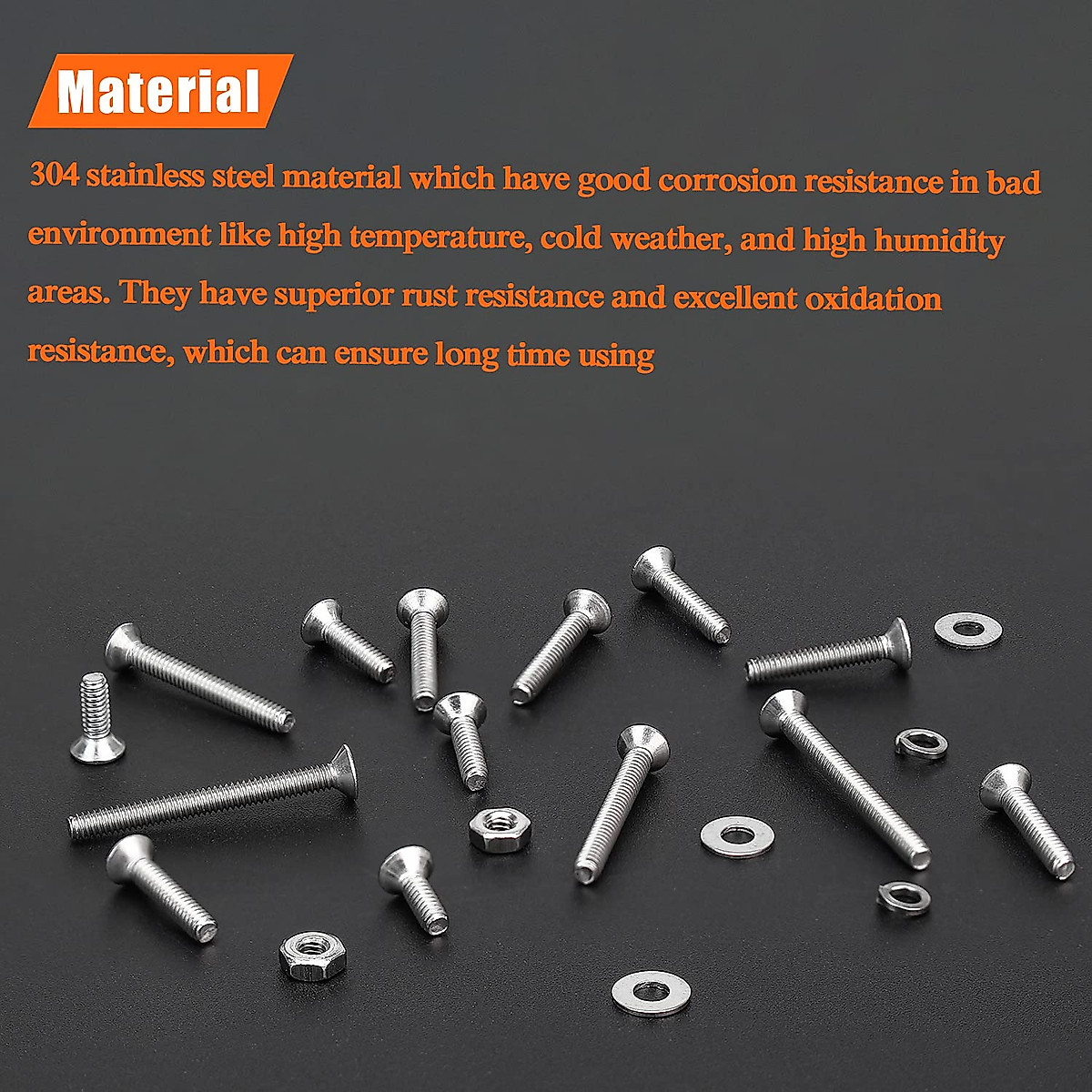HELIFOUNER 420 Pieces M2 x 6mm /8mm /10mm /12mm /16mm /20mm, 304 Stainless Steel M2 Countersunk Socket Cap Screws Nuts Washers Kit