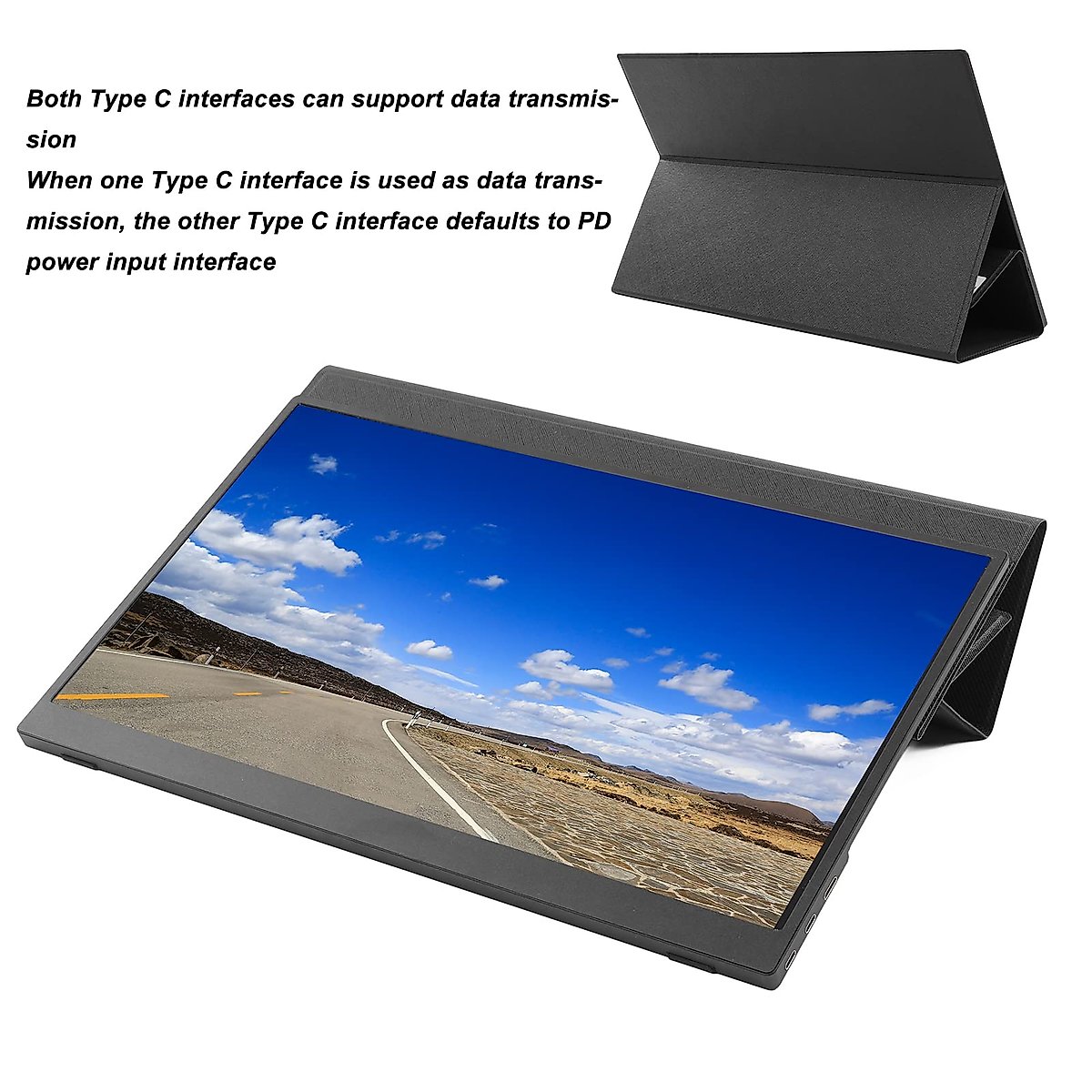 GOWENIC Portable Monitor, 17.3 Inch 1080P FHD USB C Laptop Monitor Computer Display with Protective Case Built in Speaker, for Mobile Phone Computer