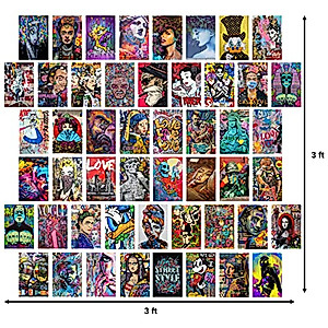 LIYA 50PCS Banksy Aesthetic Wall Collage Kit for Teen Boys and Girls - 4x6 inch - Hypebeast Room Decor, Graffiti Street Art Set, Famous Artists Pop Art, Posters for Room Aesthetic, Bedroom Wall Decor, Teen Room Decor, Trendy Wall Prints Kit, Graffiti Post