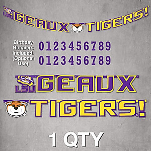 LSU – Geaux Tigers Banner! 8 Ft. long banner is great for Tailgating, Dorm Rooms, Birthday Parties, Graduation. Show your LSU Tiger spirit. by Havercamp