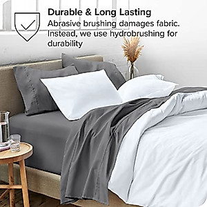 Bare Home Queen Sheet Set - Luxury 1800 Ultra-Soft Microfiber Queen Bed Sheets - Double Brushed - Deep Pockets - Easy Fit - 4 Piece Set - Bedding Sheets & Pillowcases (Queen, Grey)