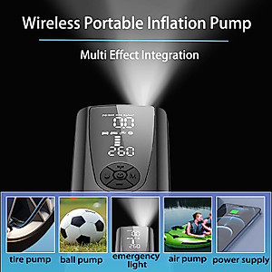 BigbugPro Wireless Portable Tire Air Compressor For Car - Upgrade Multiple Modes 22000mAh Tire Inflator 150 PSI High-Speed Inflation Pump Digital Air Compressor Tire Inflator Emergency Light-Black