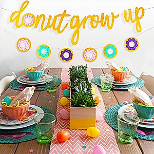Sidpro Donut Party Supplies Glitter Donut Banners Donut Grow Up Banner Donut Party Garland Glitter Donut Grow Up Banner Grow Up Backgound String Happy Birthday Party Supplies Wall Decorations