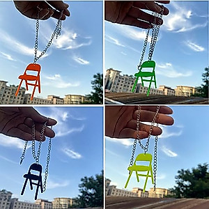 xuzhiyuan Colorful Acrylic Folding Chair Pendant Necklace for Women Resin Neon Chair Chain Necklace Funny Accessory Jewelry-White