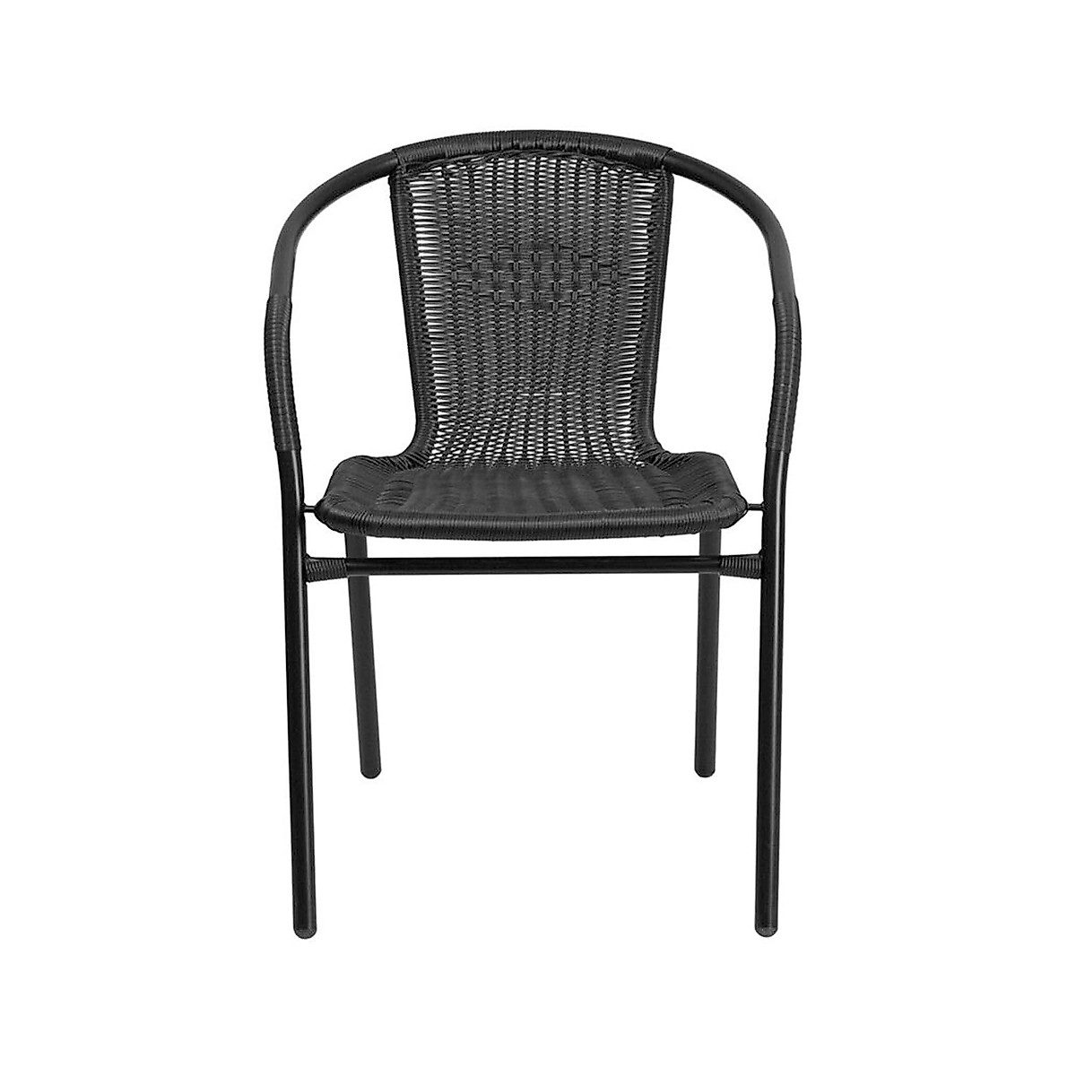 Saranya 18 Shop New Black 2 Pack Chair Frame Finish Rattan Indoor or Outdoor Dark Patio Bamboo-Aluminum Series Restaurant Kitchen Home Hotel Metal 23.5" D x 21.75" W x 28.5" H of Set