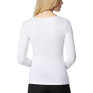 32 Degrees Women's 2 Pack Ultra Light Thermal Baselayer Scoop Top, White/Cloud Cover, Small