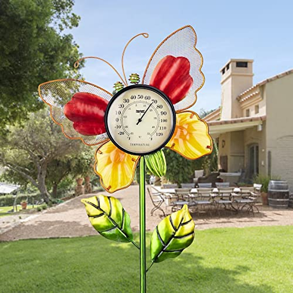 Outdoor Thermometer, Decorative Butterfly Outdoor Thermometers for Patio with Garden Metal Stakes for Home and Lawn Decor