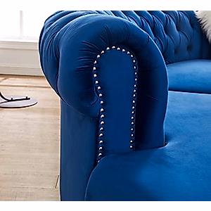 Legend Vansen Curved Modular Sofa Semi Circular Couch，Comfortable Velvet Upholstery，Living Room, Apartment, Bedroom Sectional, 138.6'', Blue