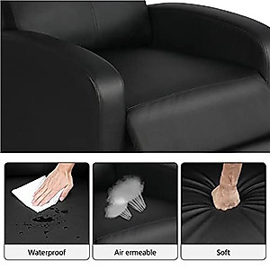 Yaheetech 2-Seat Reclining Chair Leather Recliner Sofa Modern Chaise Couch Lounger Sofa for Living Room Home Theater Black
