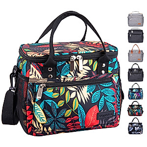 TOMULE Insulated Lunch Bag for Men Women - 3+years old (8.5L, red floral)