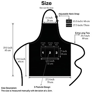 AEKTBY Adjustable Water drop Resistant Apron with 3 Pockets, Kitchen Cooking & Grilling Aprons for Women Men Chef (Black)