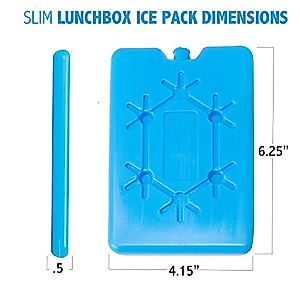 Kona Ice Packs for Lunch Bags - No Ice Required - Reusable Long Lasting (-5C) Small Thin Freezer Packs - Freezes in 25 Minutes (4)