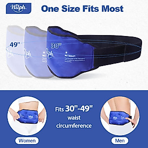 Hilph Low Back Ice Pack Wrap for Pain Relief, Reusable Ice Pack Belt Hot Cold Therapy for Low Back Pain, Lumbar Surgery, Sciatic Nerve, Coccyx, Tailbone Pain (Blue)