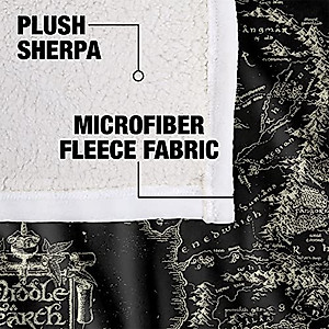 The Lord of The Rings Blanket, 50"x60" Black Map of Middle Earth Silky Touch Sherpa Back Super Soft Throw Blanket