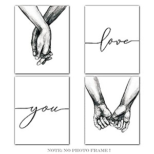 MoharWall Love You Prints White Black Posters Women Bedroom Wall Decor Warm Quotes A Great Gift for The Couple's Wedding