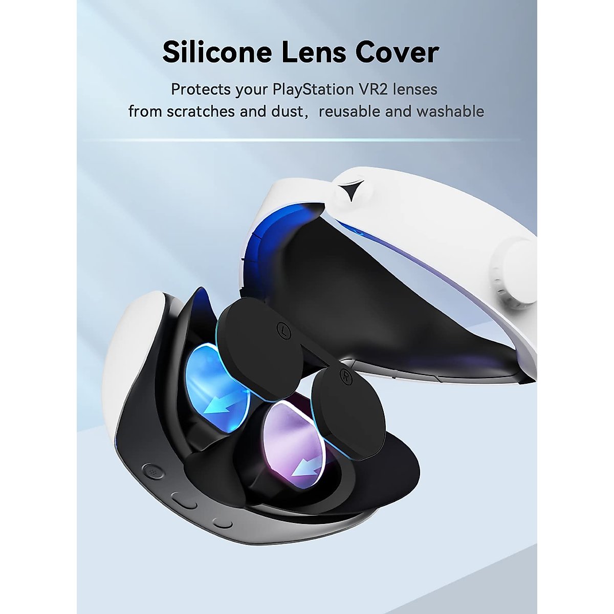 MOJOXR Magnetic Charging Station for PS VR2 Sense Controllers and Lens Cover for PSVR2 Headset, Charging Dock with Lamp Circle and Indicators, Fast Charging Accessories Kit for PlayStation VR2
