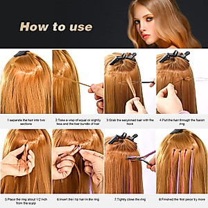 EHDIS Hair Extension Beading Tool Kit Stainless Steel Hair Extensions Micro link Bead Closer and Remover Pliers set, Beads Hair Pulling Hook & Micro Ring Loop Tool Set