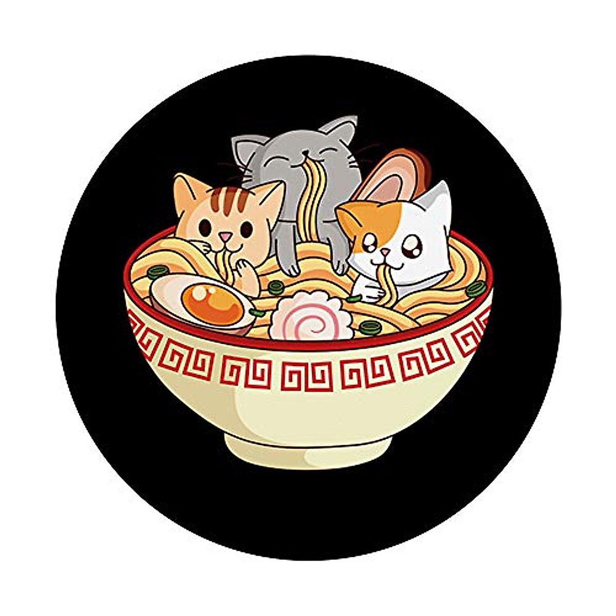 Anime Cat Japanese Ramen Life Noodle Foodie Gift PopSockets PopGrip: Swappable Grip for Phones & Tablets
