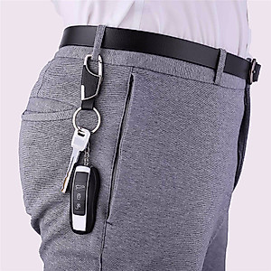 Reenfaya Key Chain with Leather Heavy Duty for Men and Women,Upscale Car Keychain Key Ring Key Holder-2 Pack(Black/Brown) (RF01)